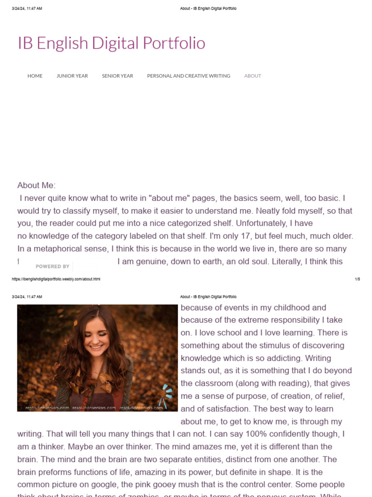 About - IB English Digital Portfolio | PDF | Mind | Neuroscience