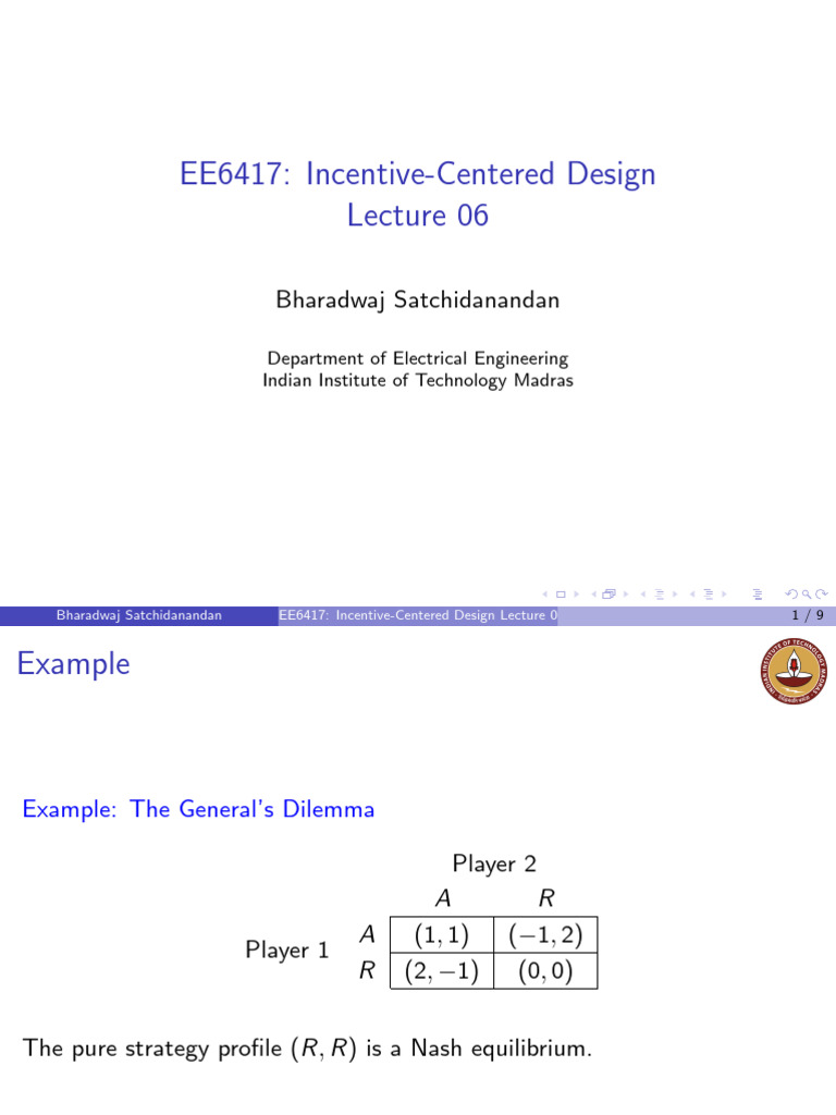 Lecture On Game Theory IITM Part2 | PDF | Systems Theory | Mathematical And Quantitative Methods ...