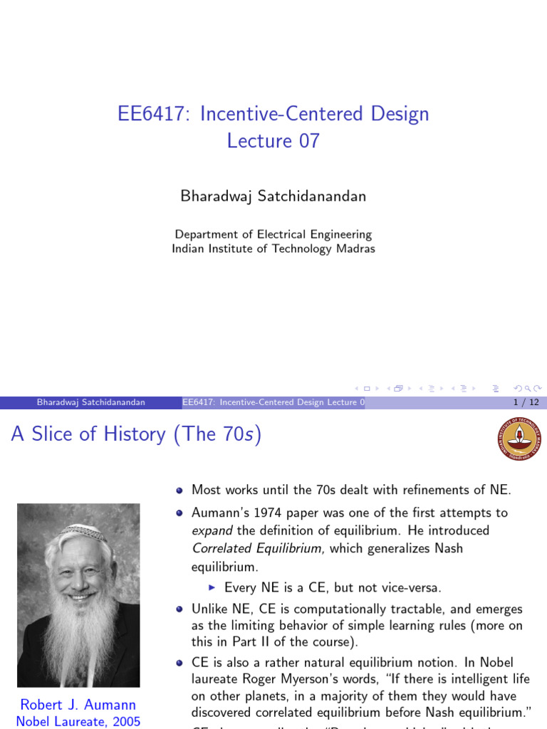 Lecture On Game Theory IITM Part3 | PDF | Economics Of Uncertainty | Mathematical And ...