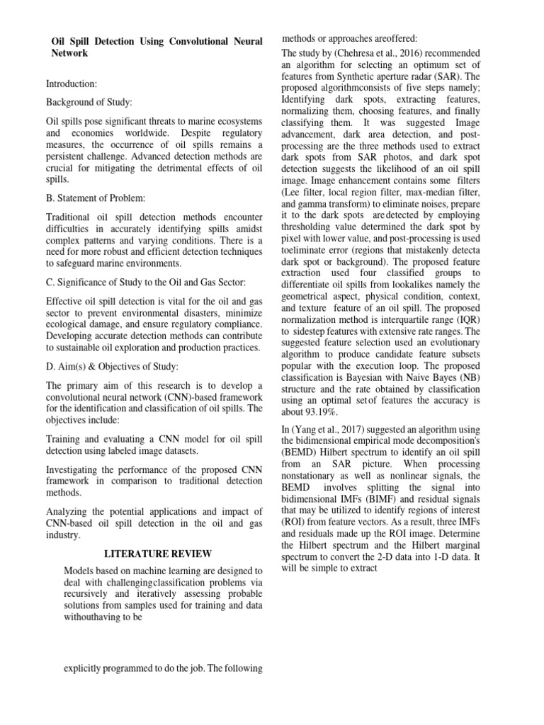 Oil Spill Detection Using Convolutional Neural Network | PDF