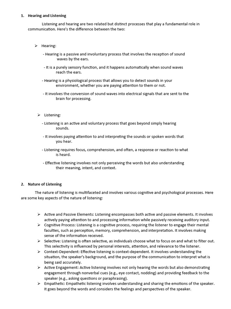 Hearing And Listening Pdf Perception Sound