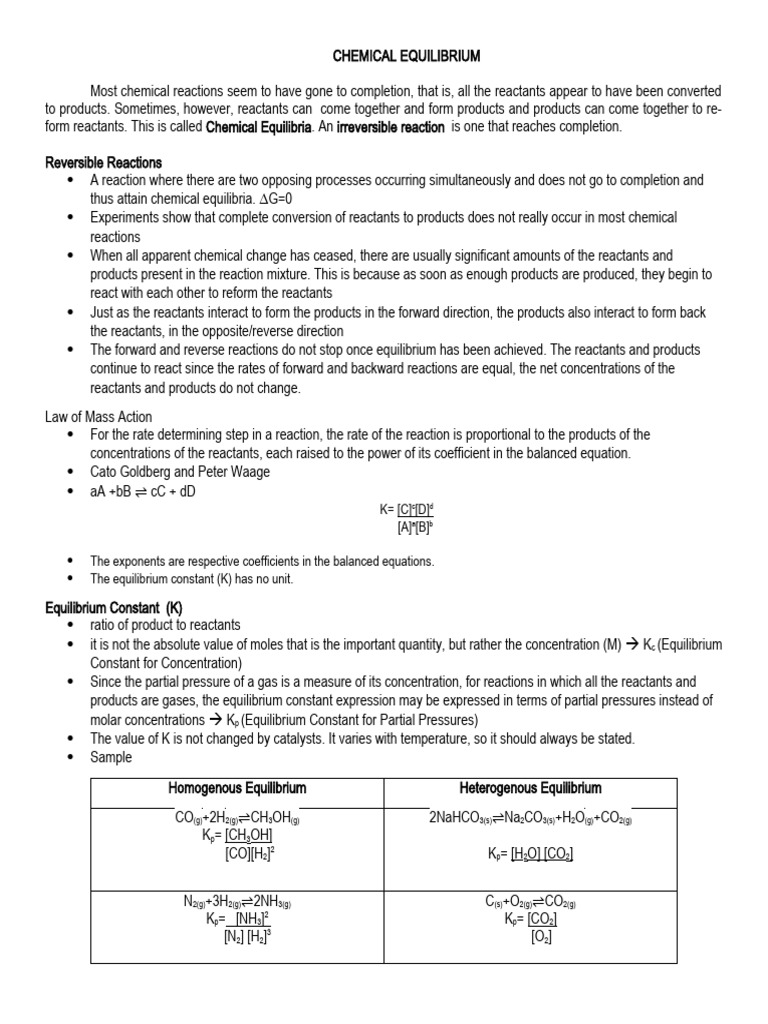 Chemical Equilibrium | PDF | Chemical Equilibrium | Reaction Rate