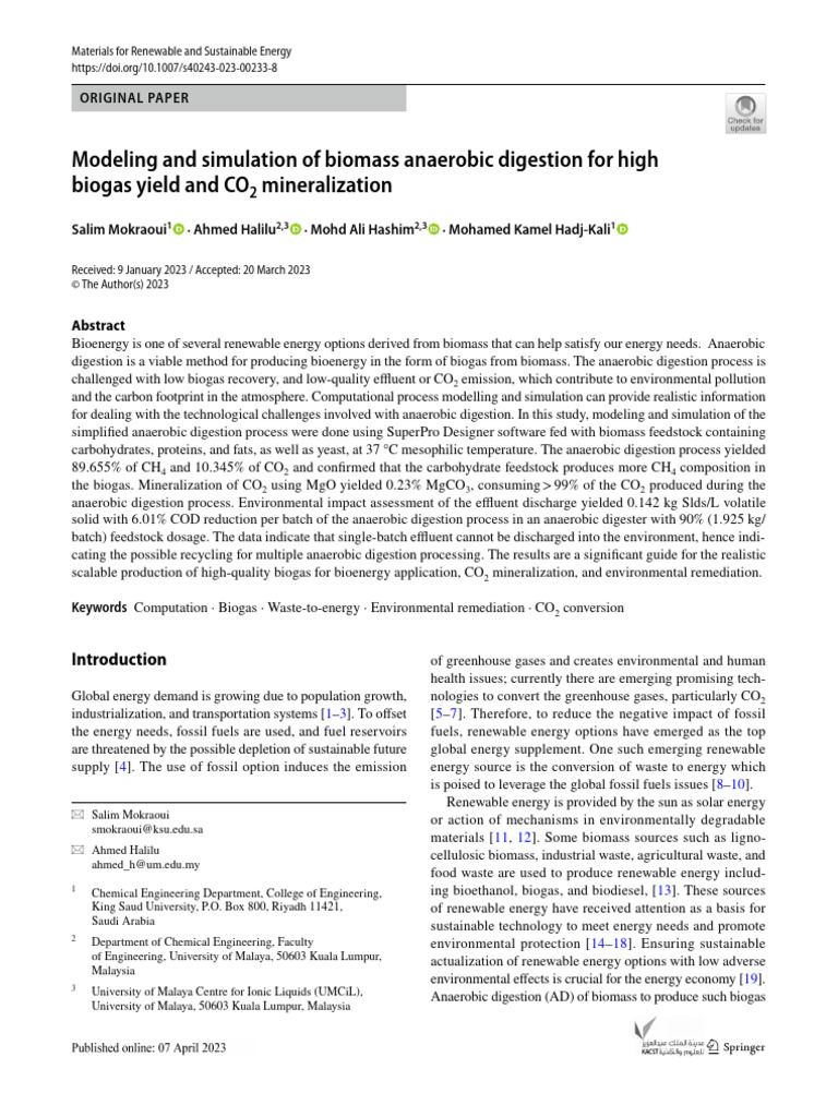 27 - Modeling - and - Simulation - of - Biomass - Anaerobic - Diges | PDF | Anaerobic Digestion ...