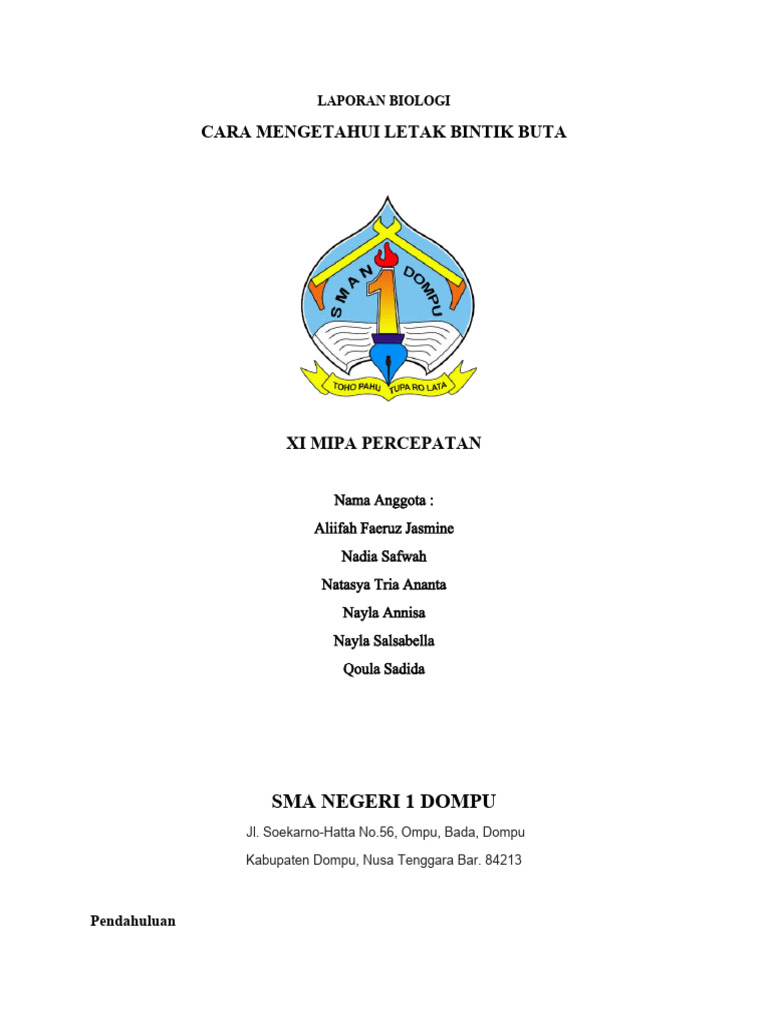 Laporan Biologi Letak Titik Buta | PDF