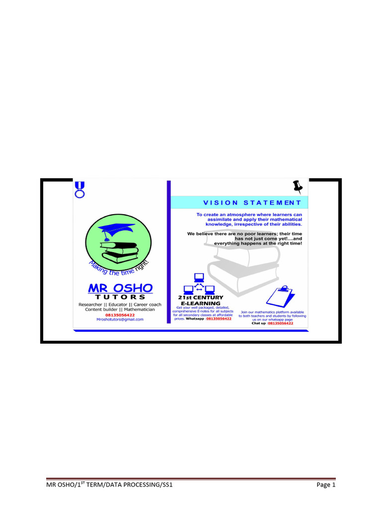 1ST Term S1 Data Processing | PDF