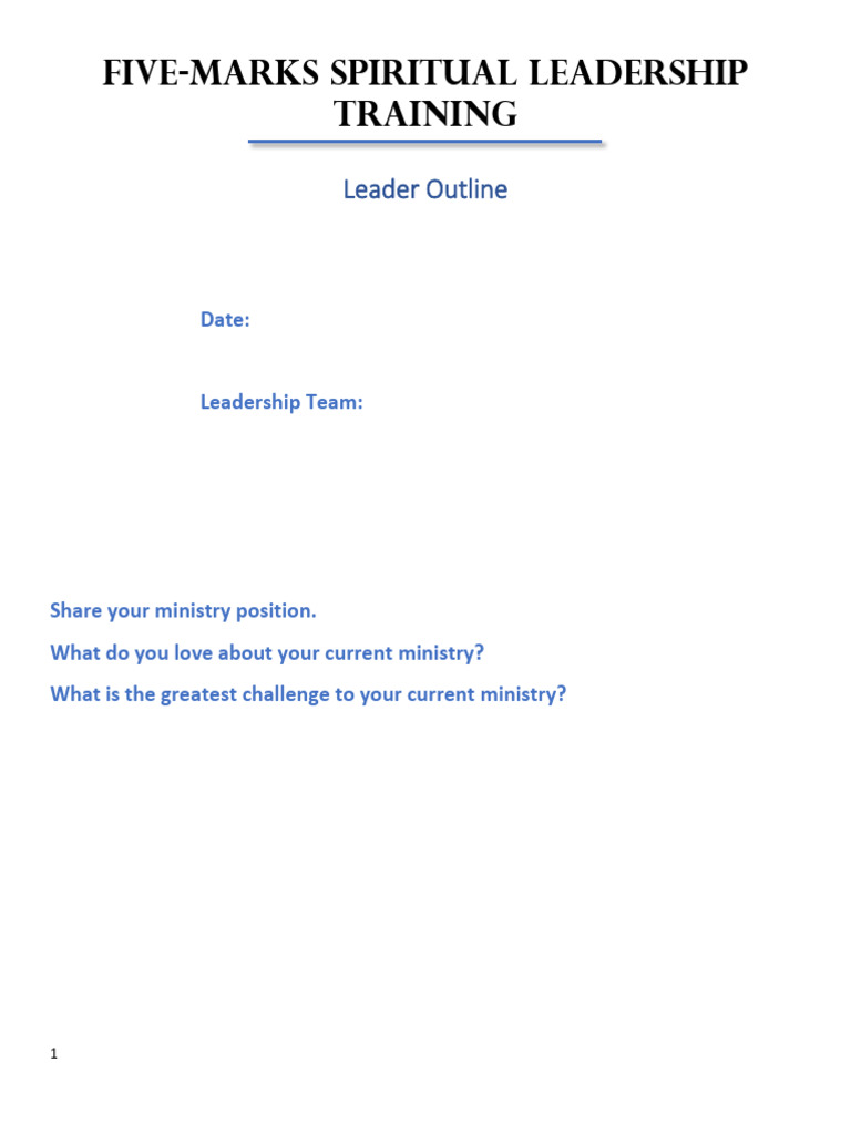 Five Marks of Spiritual Leadership | PDF | Disciple (Christianity) | Jesus