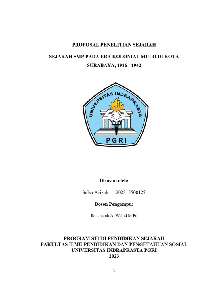 Proposal Penelitian Sejarah 1 | PDF | Sejarah