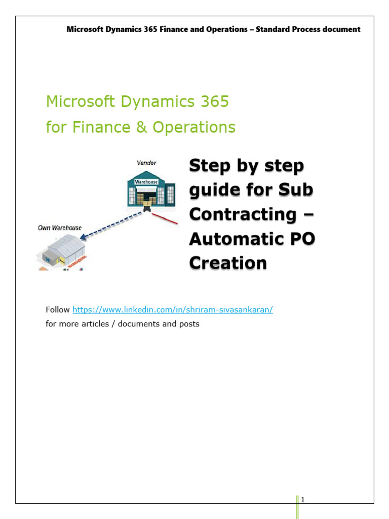 Automatically Generate Subcontracting PO in D365 1710906402 | PDF | Software | Computing