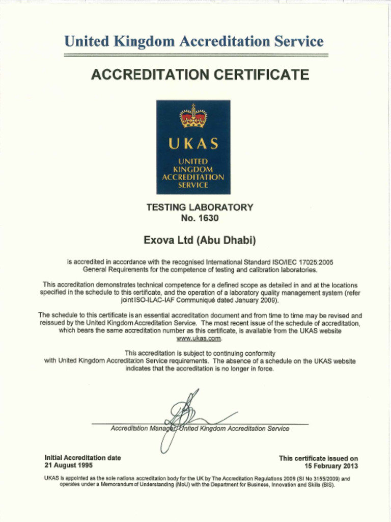 UKASs Testing Certificate | PDF