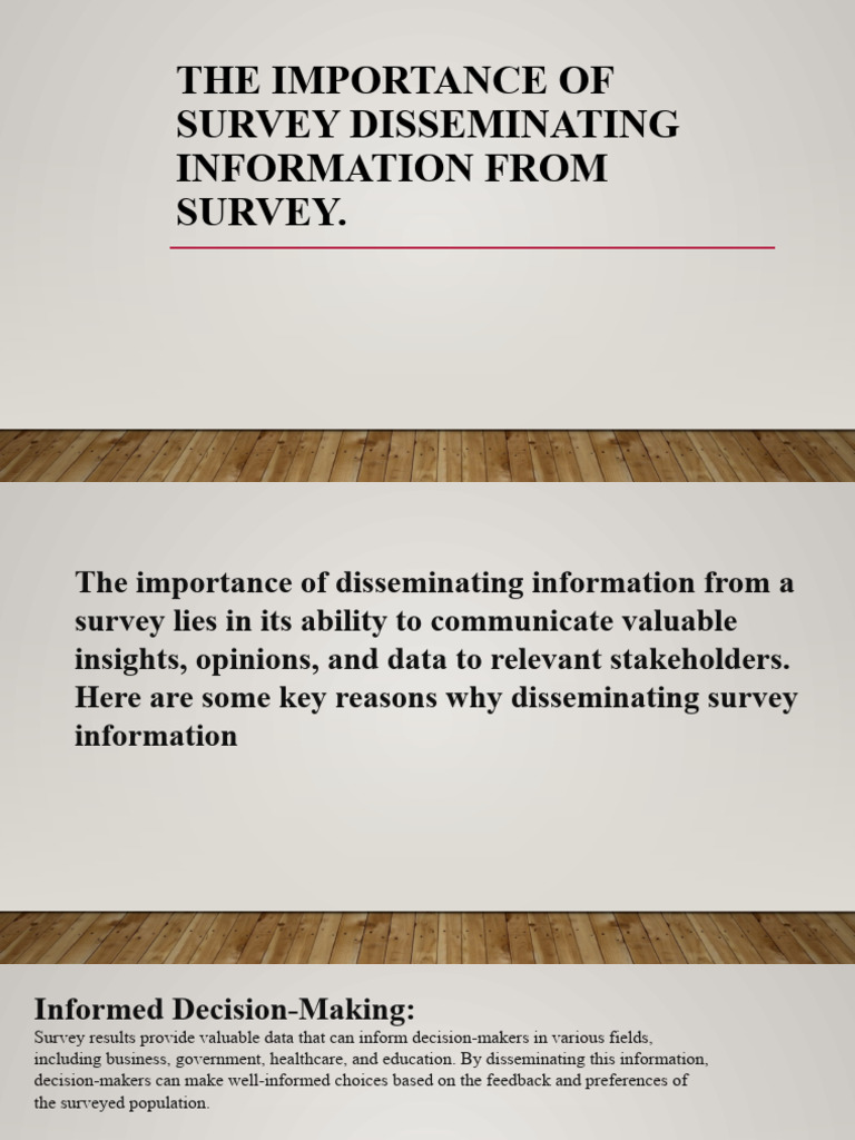 The Importance of Survey Disseminating Information From Survey | PDF ...