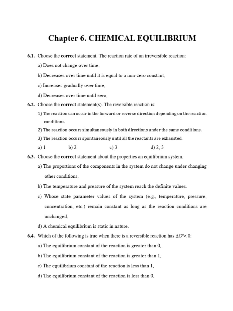 Understanding Chemical Equilibrium | PDF | Chemical Equilibrium ...