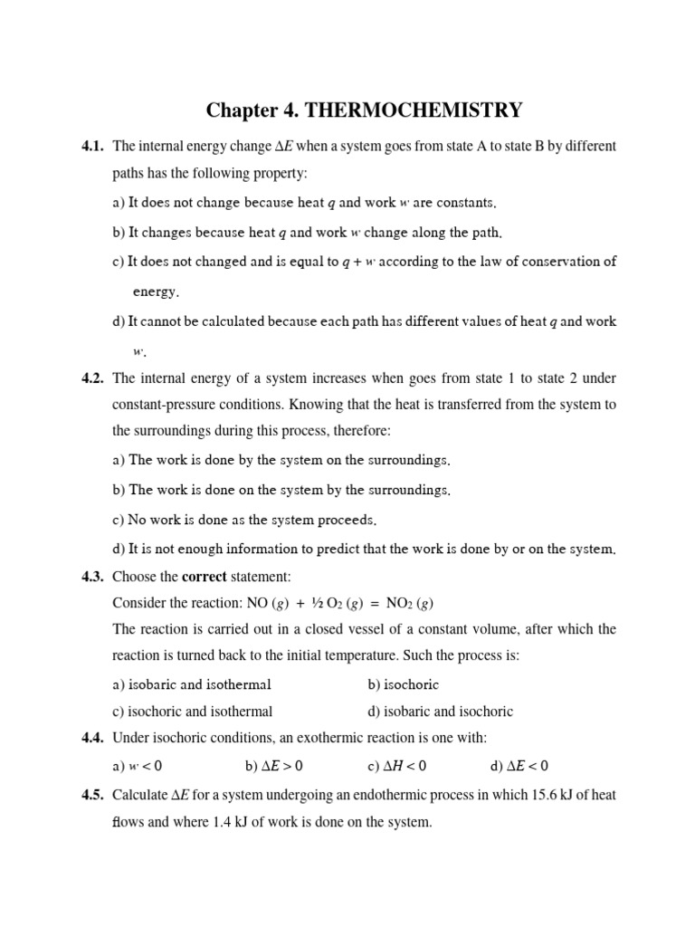 Thermochemistry Concepts and Calculations | PDF | Entropy | Heat