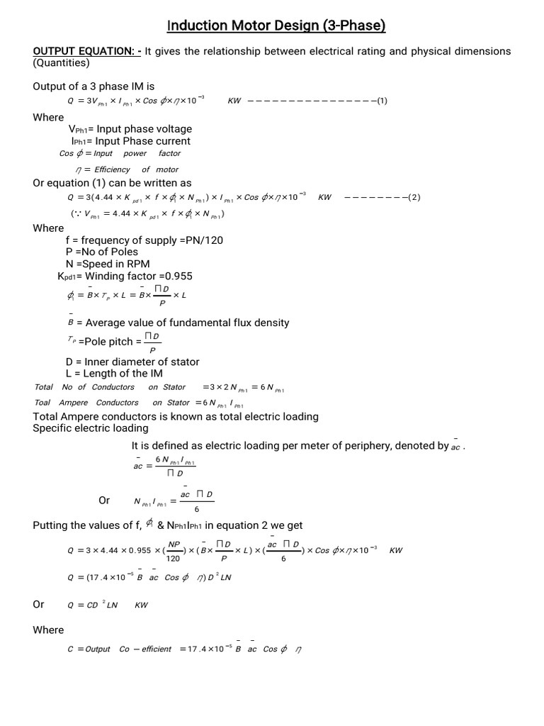 Notes Tee604 Induction Motor Design | Download Free PDF | Electric ...