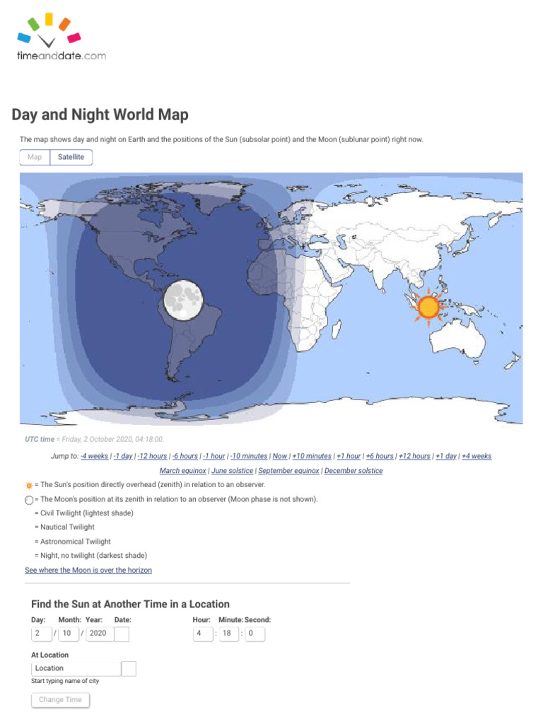 Current Day and Night Map of Earth | PDF