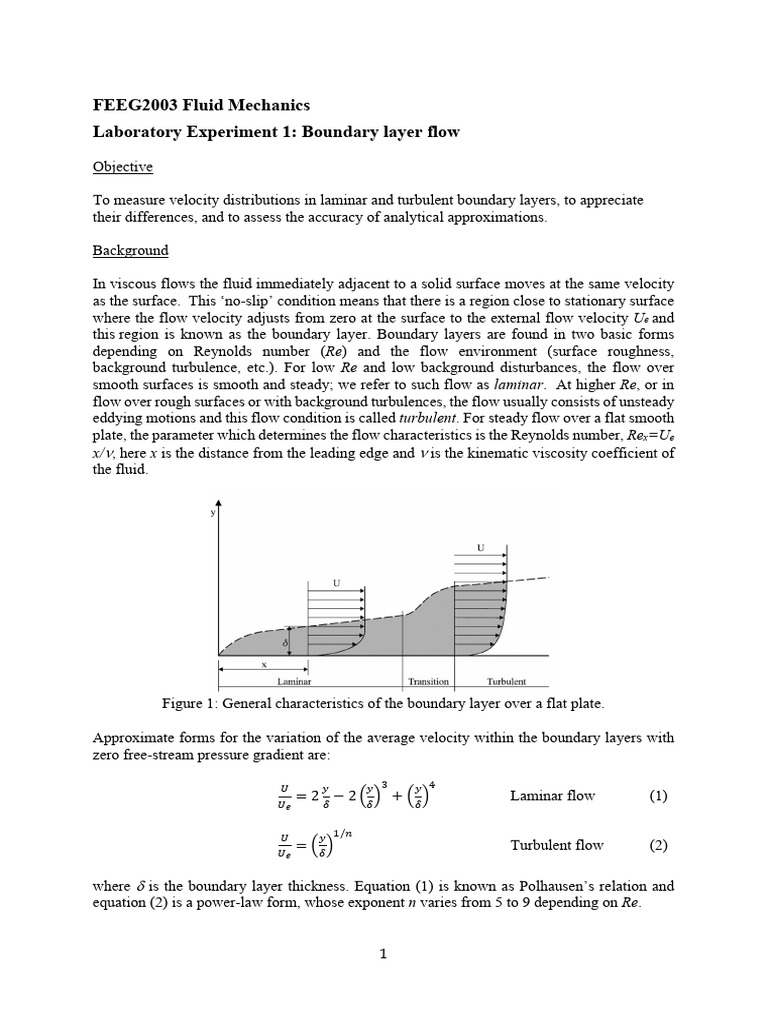 FEEG2003 BL LabSheet 2024 | PDF | Fluid Dynamics | Boundary Layer