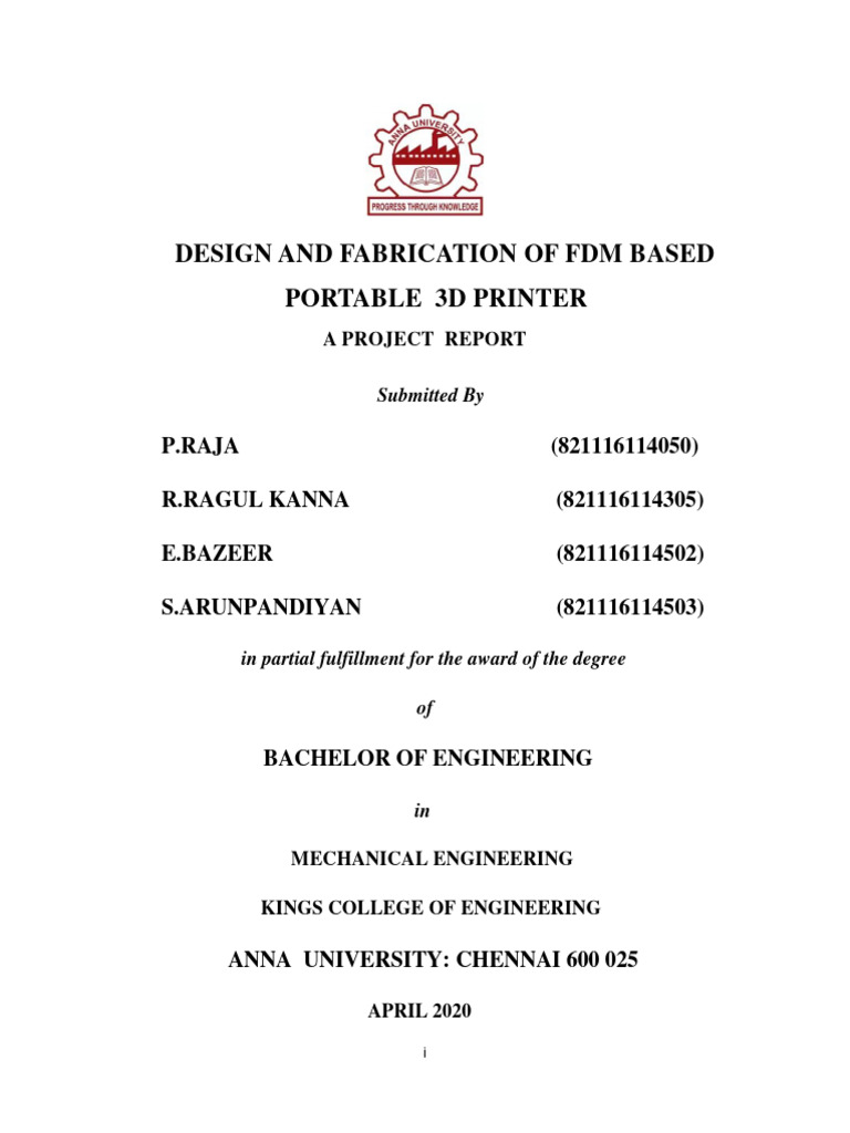 Design and Fabrication of FDM Based Port | PDF | 3 D Printing | Belt ...