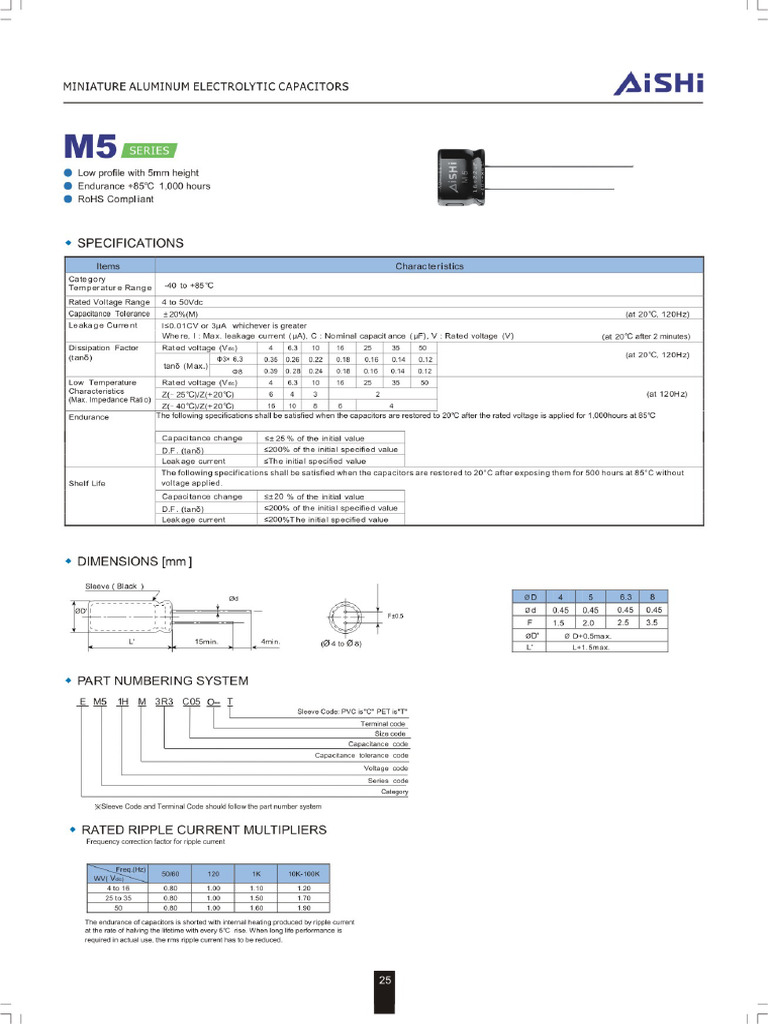 Aishi (Radial Thru-Hole) M5 Series | PDF