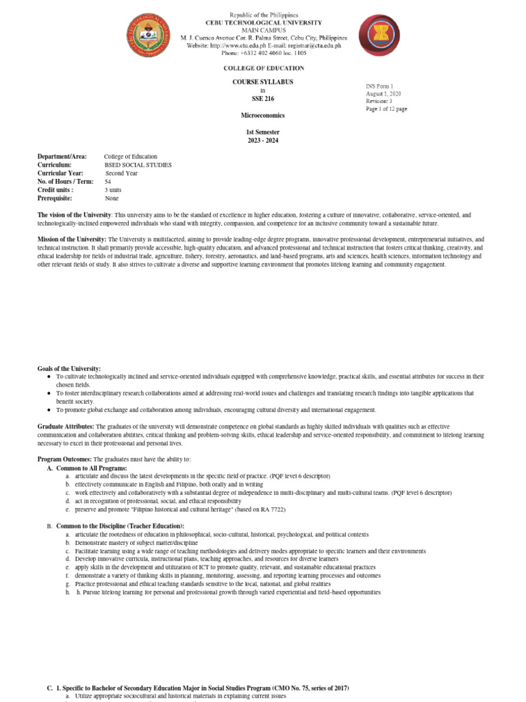 Ed 227 Ail Syllabus Gimena Bsed-Ss 2e | PDF | Monopoly | Market (Economics)