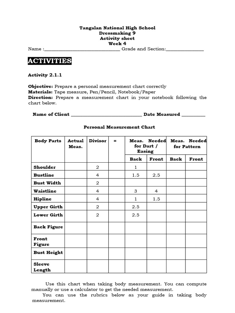 Dressmaking Measurement and Drafting Guide | PDF | Seam (Sewing ...