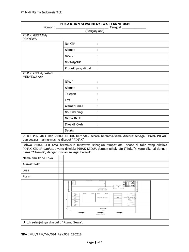 Perjanjian Sewa Tenant UKM | PDF