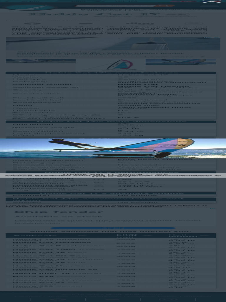 Hobie Cat 17 SE (Hobie Cat) - Sailboat Specifications | PDF