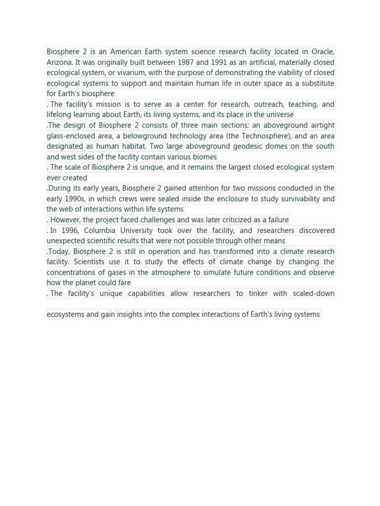 Biosphere 2 Is An American Earth System Science Research Facility ...