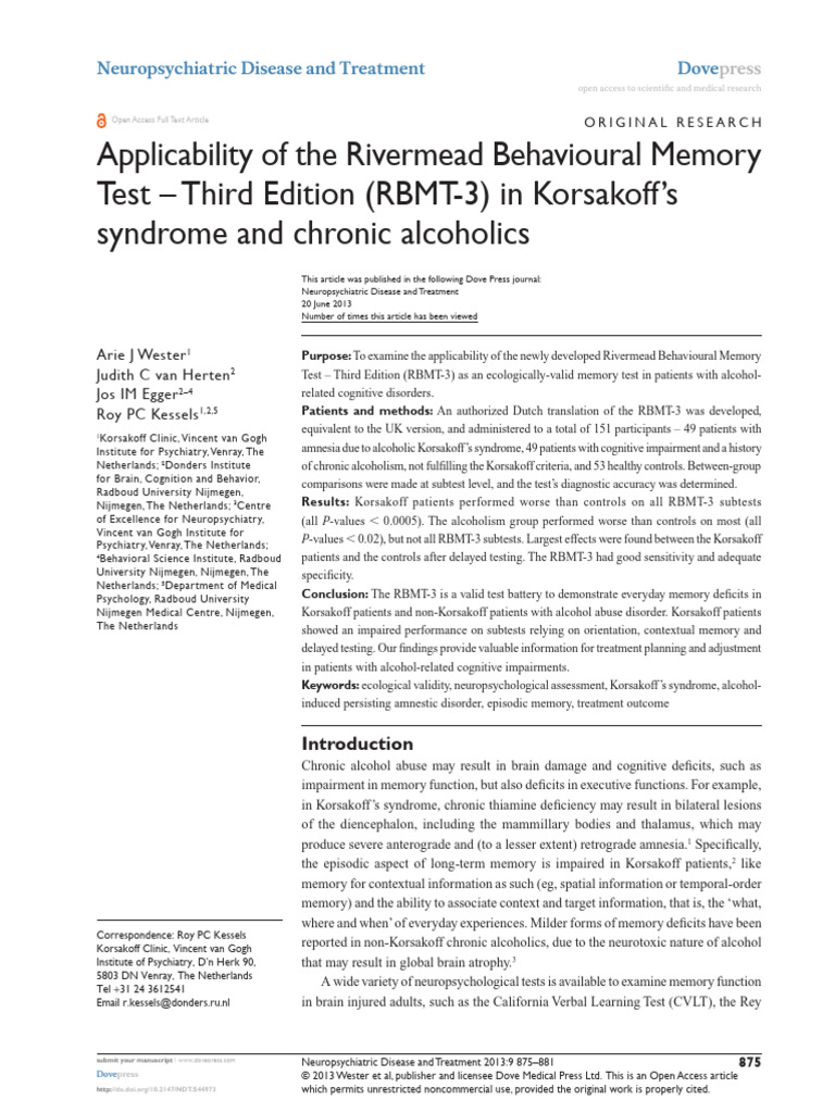 korsakoos syndrome | PDF | Memory | Amnesia