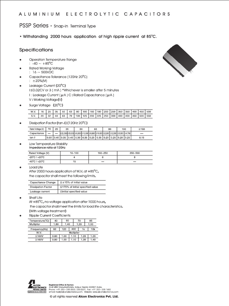 Alcon (Snap-In) PSSP Series | PDF