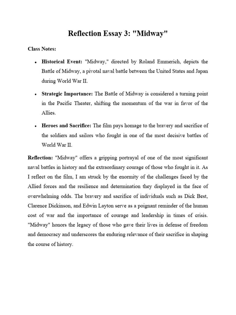 Reflection Essay 4-Midway | PDF | History