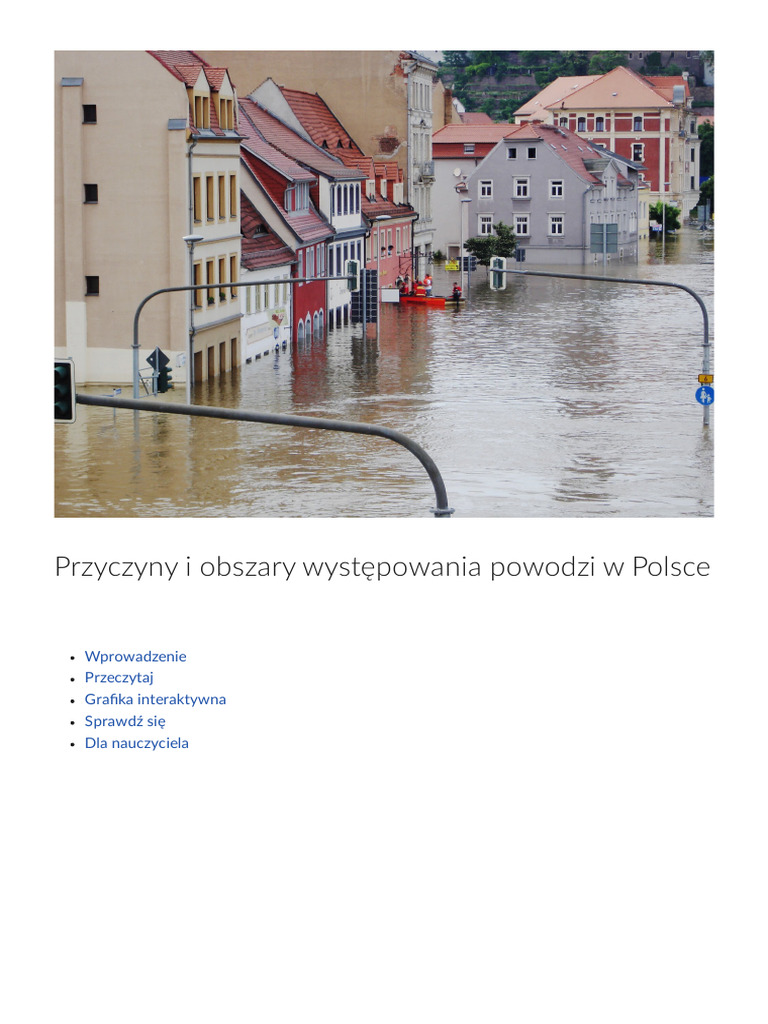 Przyczyny I Obszary Wystepowania Powodzi W Polsce | PDF