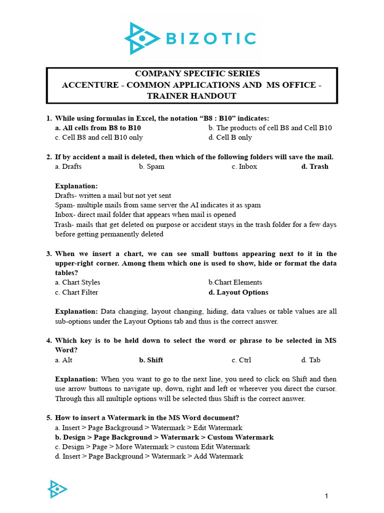 4 - Accenture 2023 - Common Applications and MS Office - Trainer Handout | PDF