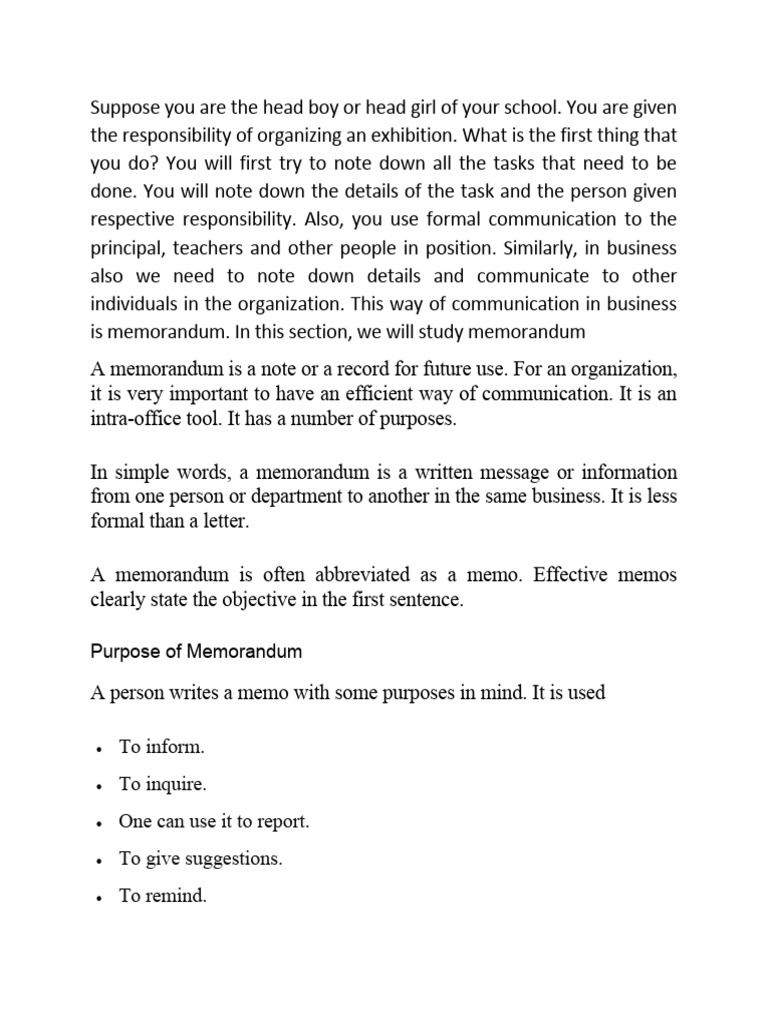 Memorandum | Download Free PDF | Memorandum | Written Communication