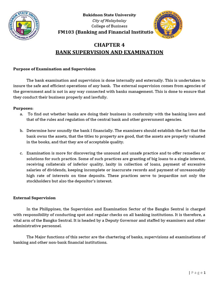 Bank Supervision and Examination Overview | PDF | Banks | Liquidation