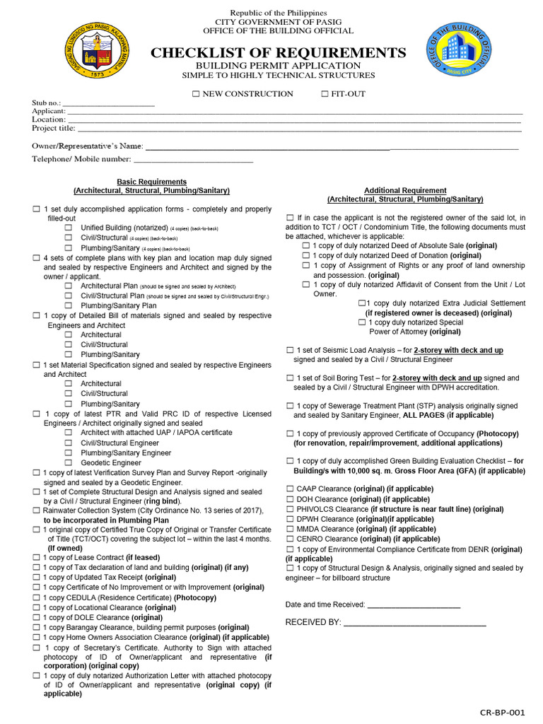 Building Permit Requirements Checklist | PDF | Electronics | Engineer