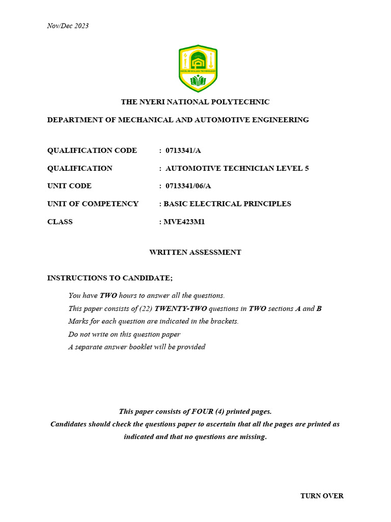 Sample Candidate Tool-2 | PDF | Electrical Resistance And Conductance ...