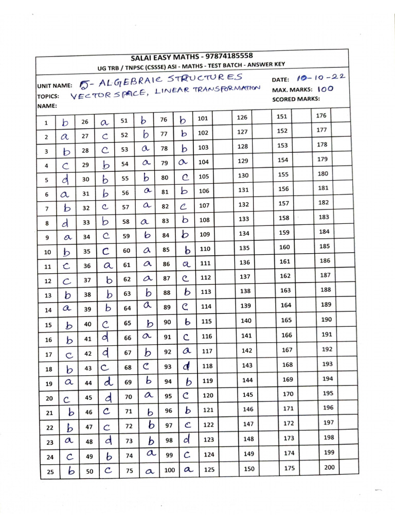 Unit 5 - Test 2 - Key | PDF