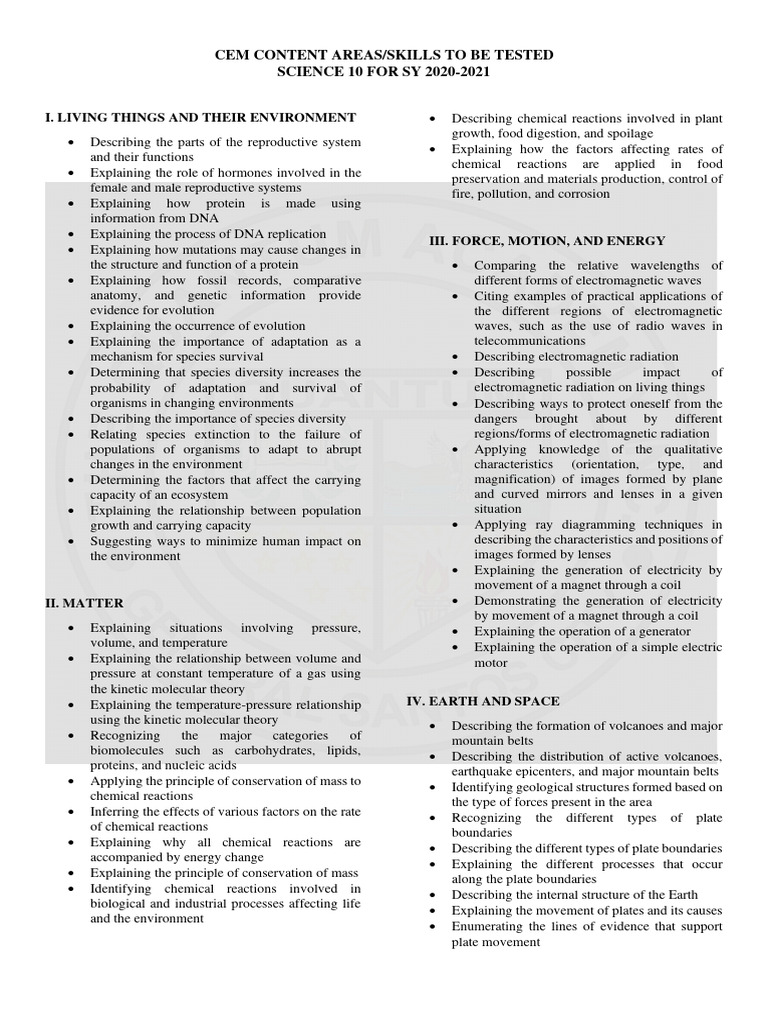 CEM Topics - Grade 10 | PDF | Circle | Trigonometric Functions