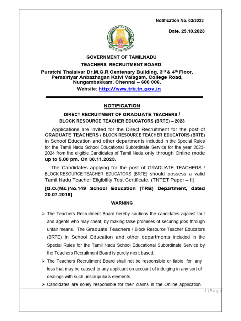 BT Notification 25 10 2023 | PDF