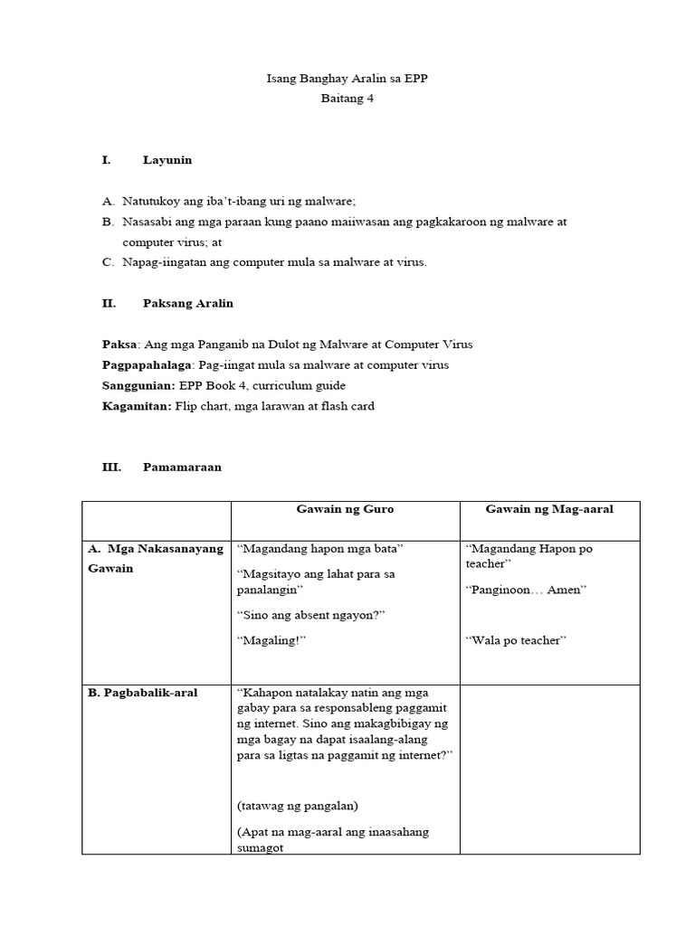 EPP Lesson Plan | PDF
