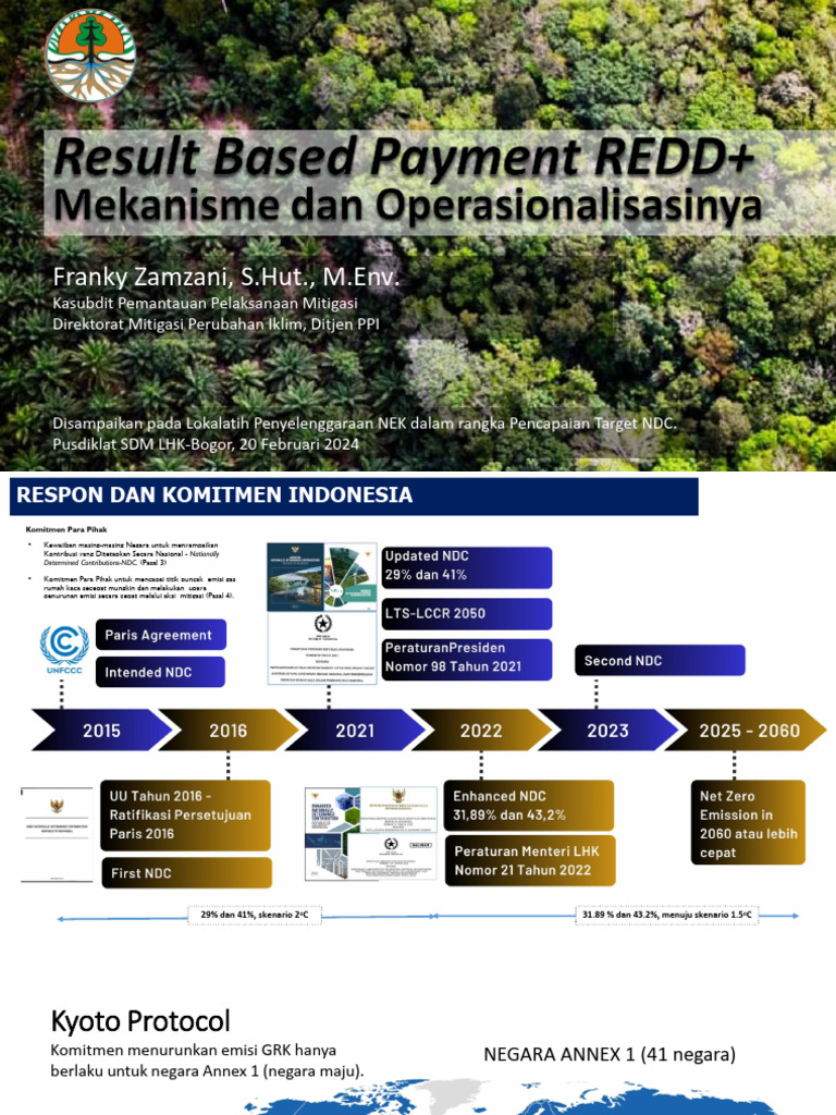 RBP REDD+ Mekanisme Dan Operasionalisasinya - Lokalatih NEK NDC - 20 Feb 2024 - FZ | PDF