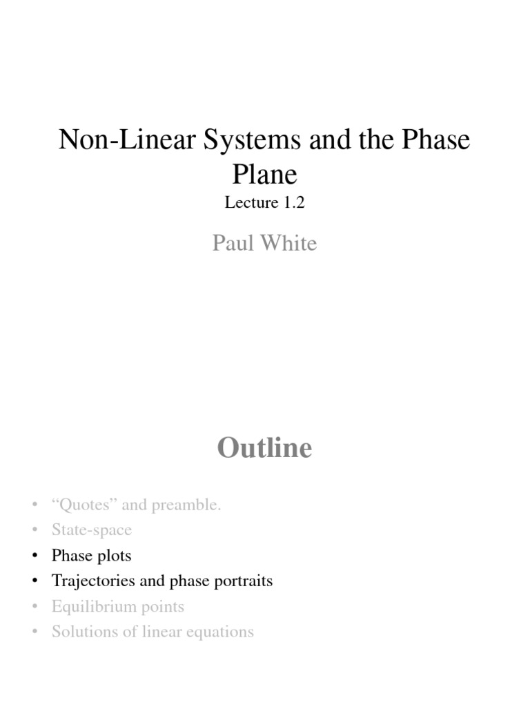 Non-Linear Systems Phase Plane Analysis | PDF | Nonlinear System | Equations