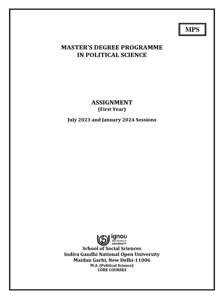 IGNOU MA Political Science Assignments 2023-24 | PDF | Democracy ...