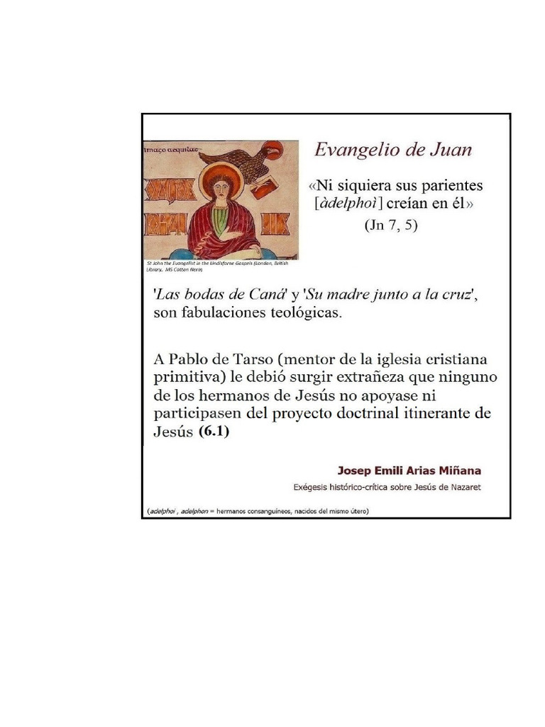 Evangelio de Juan, Ni Sus Parientes Creían en Él (JN 7, 5) | PDF ...