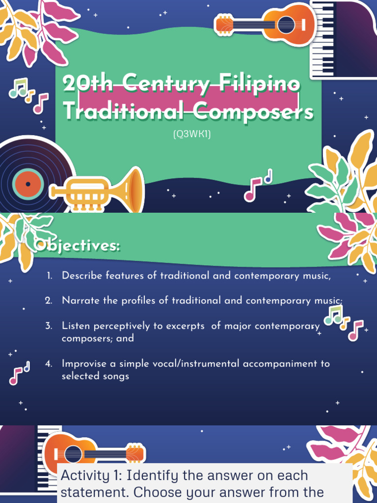 20th Century Filipino Traditional Composers (Q3WK1) | PDF | Performing Arts | Entertainment