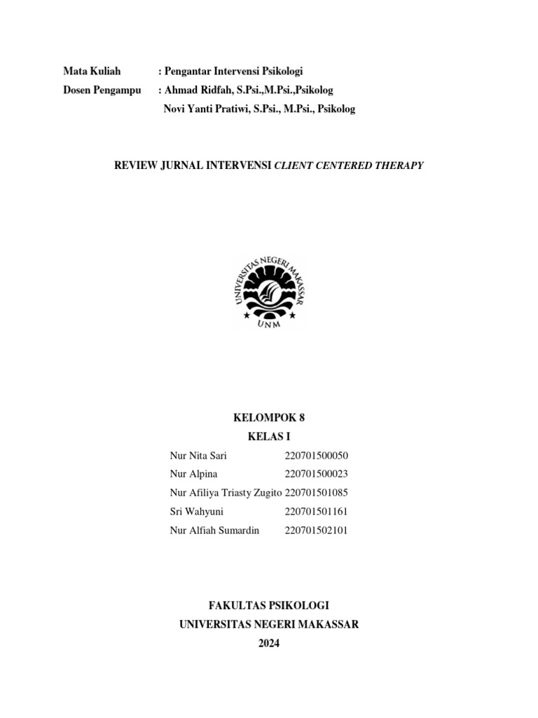 Review Jurnal Client Centered Therapy | PDF