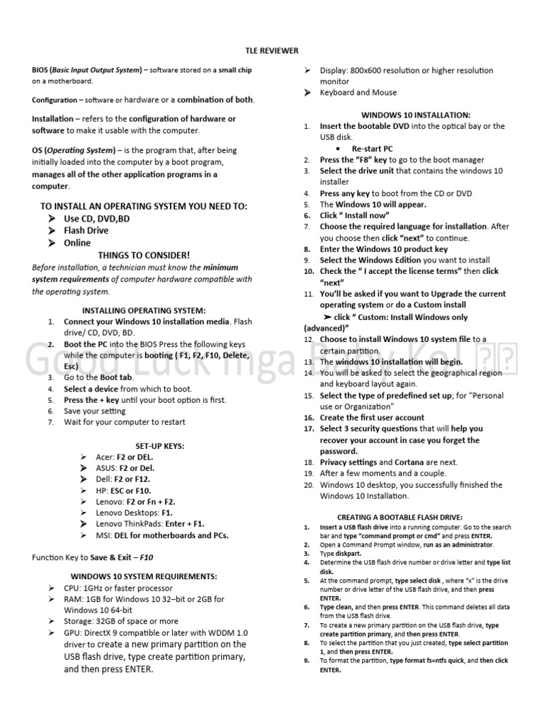 TLE Reviewer For 3rd Quarter ICT | PDF | Microsoft Windows | Booting