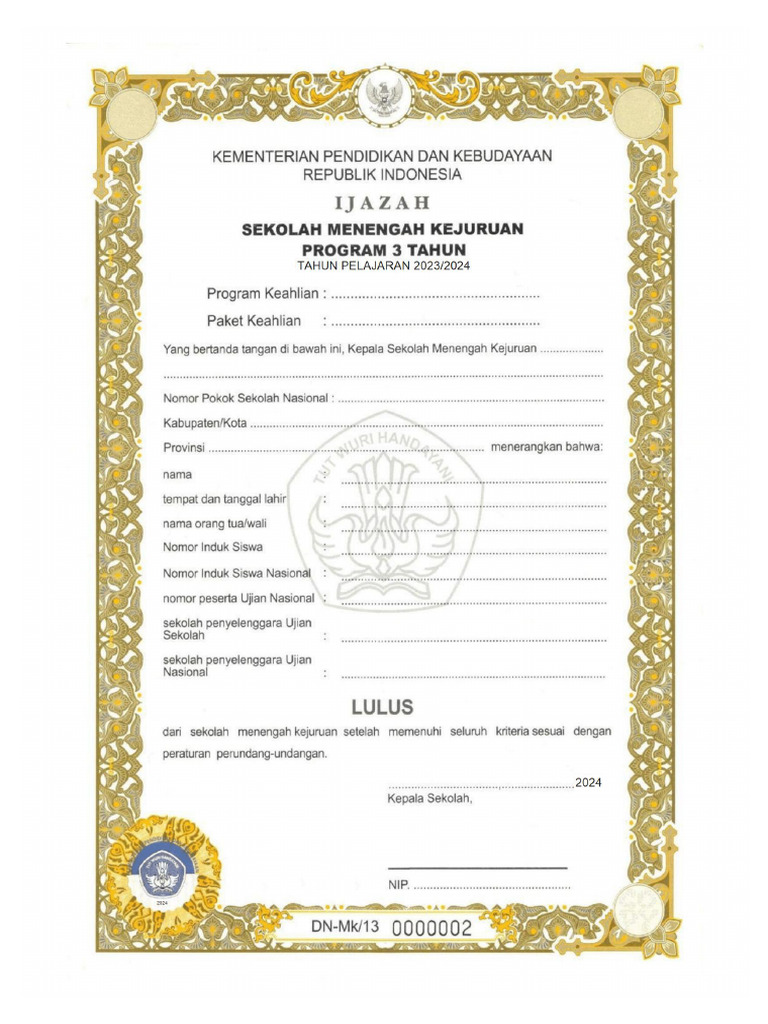 IJAZAH SMK 2024-Digabungkan | PDF