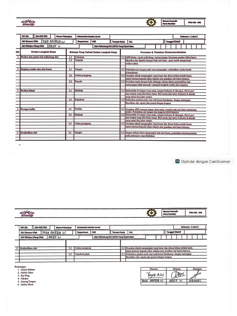 Form Bukti 5 JSA | PDF