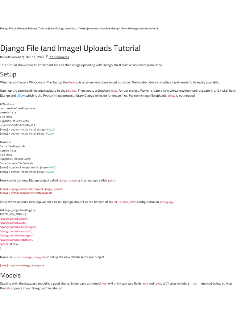 Django File (and Image) Uploads Tutorial | PDF