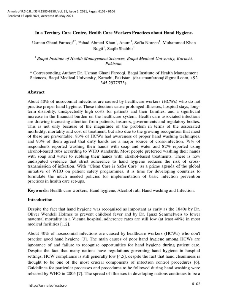 Article - Text 20050 1 10 20220916 | PDF | Hand Washing | Hospital ...